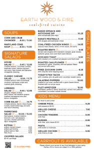 Our Menu - Earth Wood & Fire